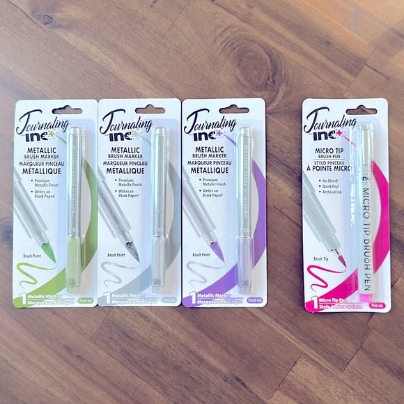 tournaling inc | Art | Micro Tip Brush Pen 3 Metallic Brush Markers ...